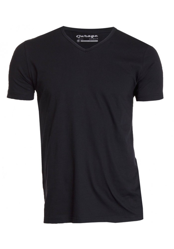 Garage T-Shirt Regular Fit V-Neck Black Two Pack ( 0104)