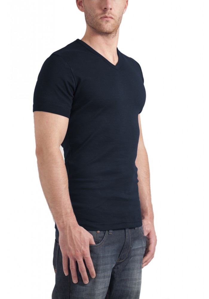 Garage T-Shirt V-neck semi bodyfit navy ( art 0302)