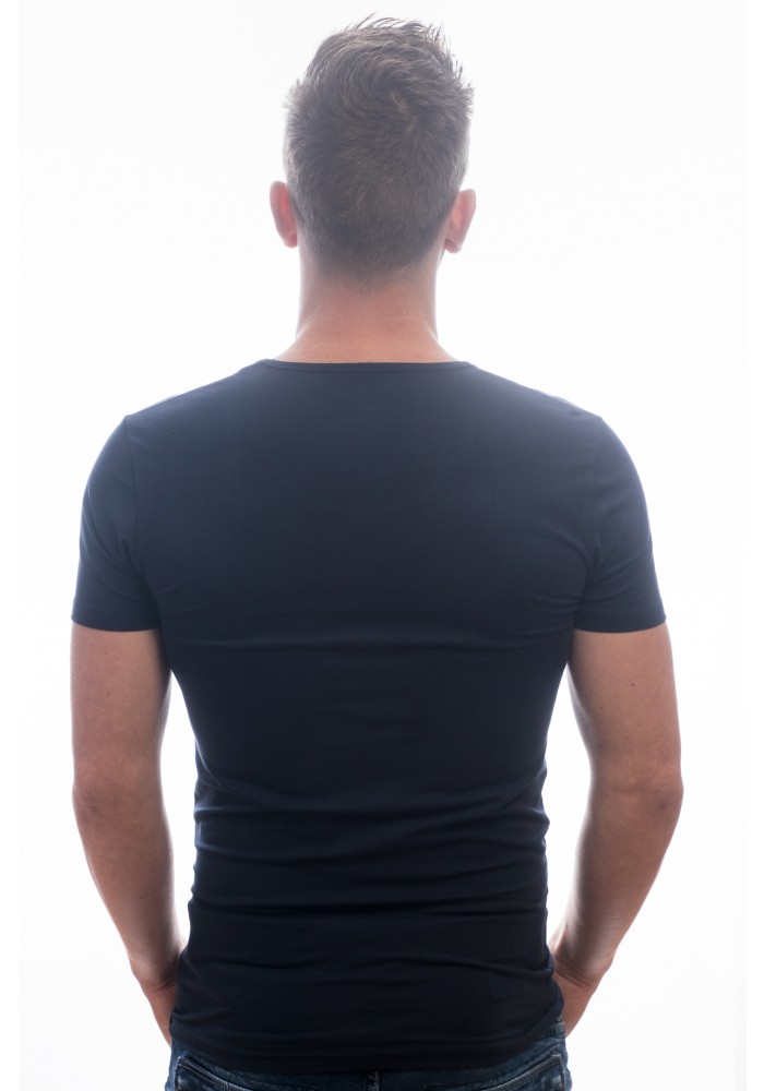 Garage T-Shirt Deep Round Neck Bodyfit Navy ( art 0205)