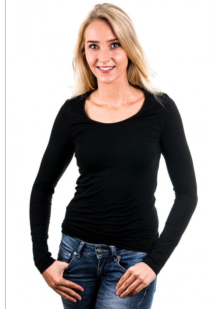 Garage Women Longsleeve T-Shirt Round Neck Black