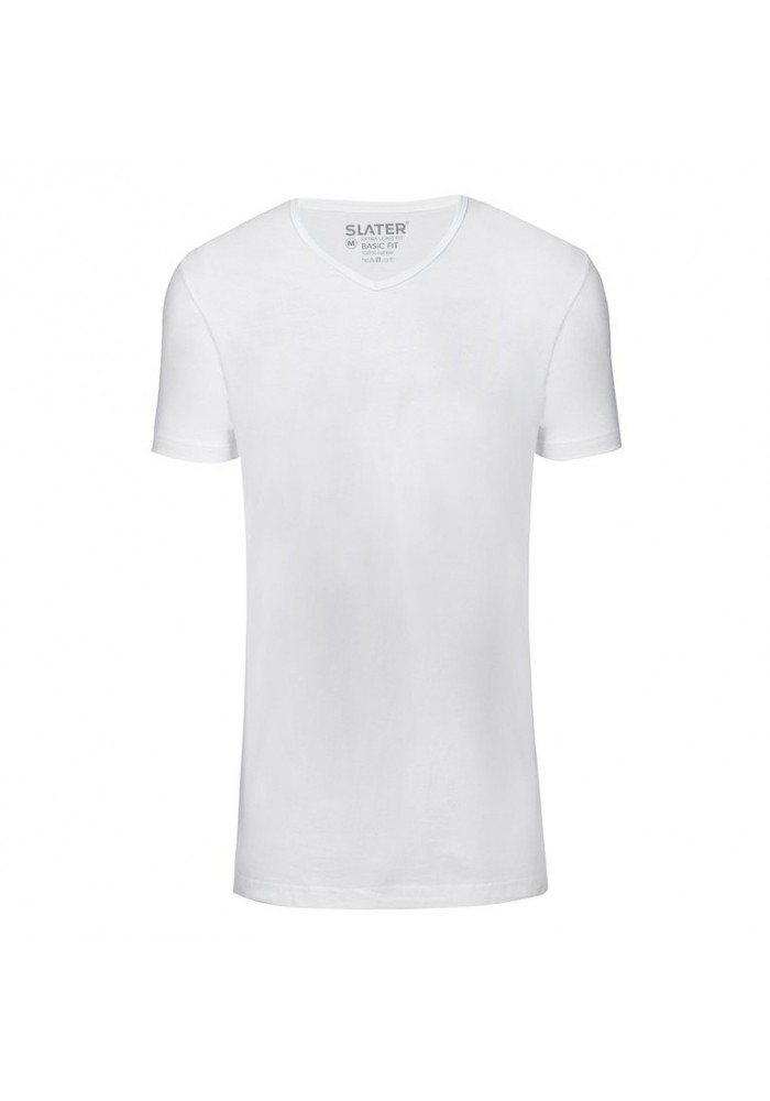 Slater T-Shirt Basic Fit V-neck white EXTRA LONG Two Pack ( art 7800)